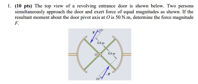 l. (10 pts) The top view of a revolving entrance door is shown below ...