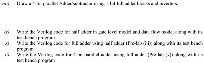 Solved Help Me Guys Put With Explanation Please Thank You Viii Draw A 4 Bit Parallel Adder 