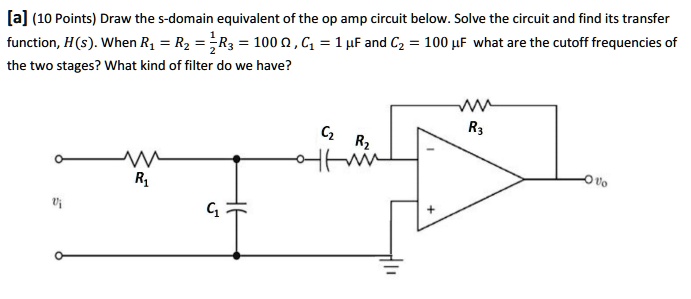 SOLVED: a) Draw the s-domain equivalent of the op amp circuit below ...