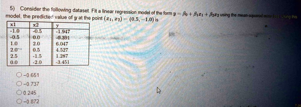 consider the following dataset fit a linear regression model of the ...