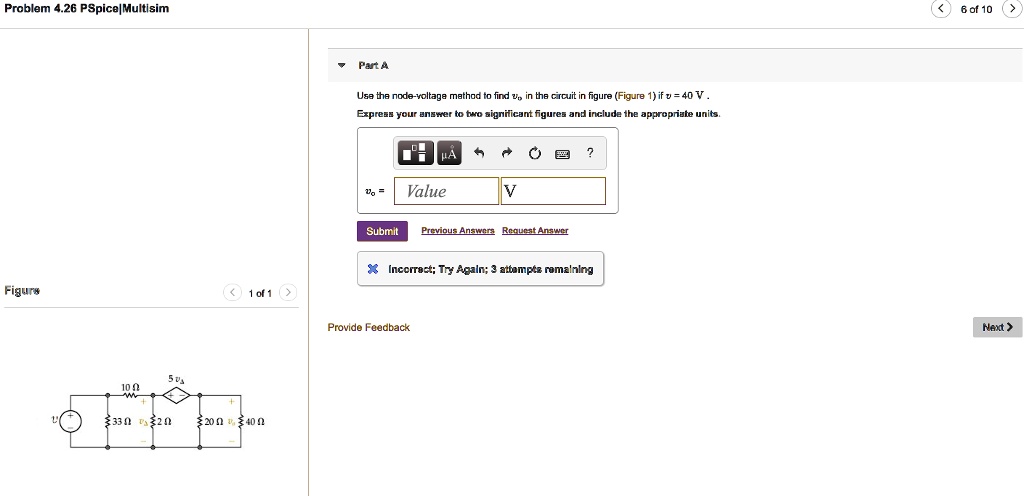 Problem 4.26 PSpice|Multisim Figure Part A Use the node-voltage method ...