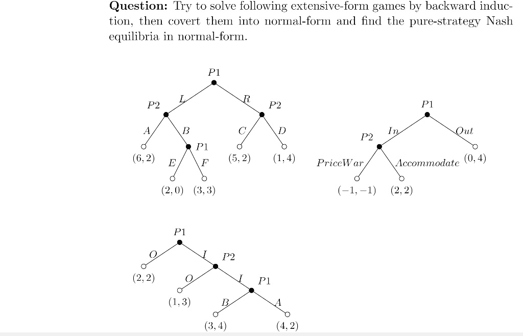 Question: Try to solve following extensive-form games by backward induc ...