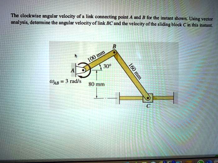 Solved The Clockwise Angular Velocity Of A Link Connecting Point A And B For The Instant Shown