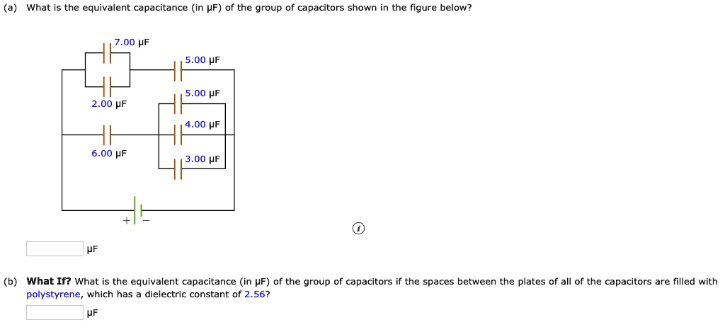 SOLVED: (a) What is the equivalent capacitance (in HF) of the group of ...