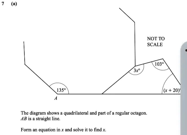 7 (a) 135° A 3x° The diagram shows a quadrilateral and part of a ...