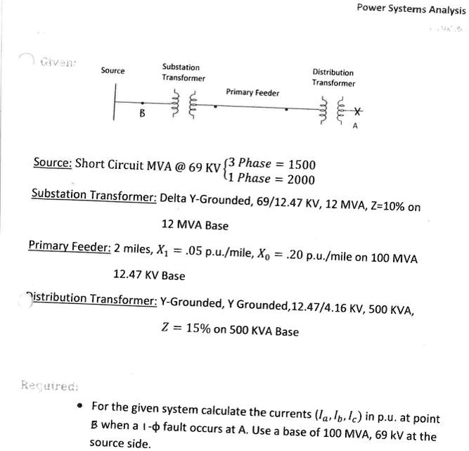 SOLVED: Power Systems Analysis Give Source Substation Transformer Distribution Transformer ...