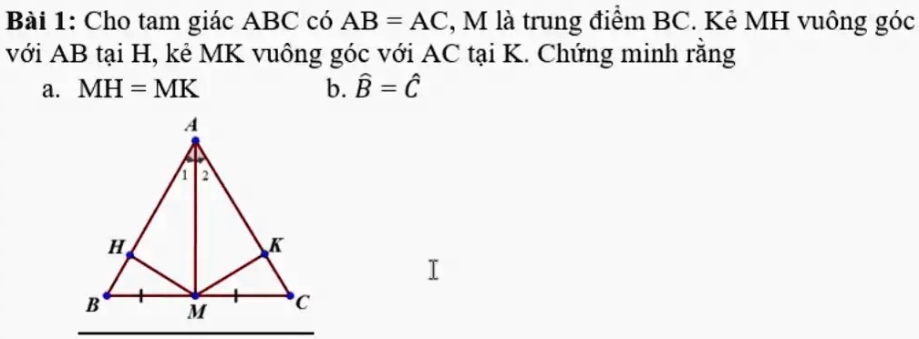 Solved Bai 1 Cho Tam Giác Abc Có Ab Ac M Là Trung Ä‘iáƒm Bc
