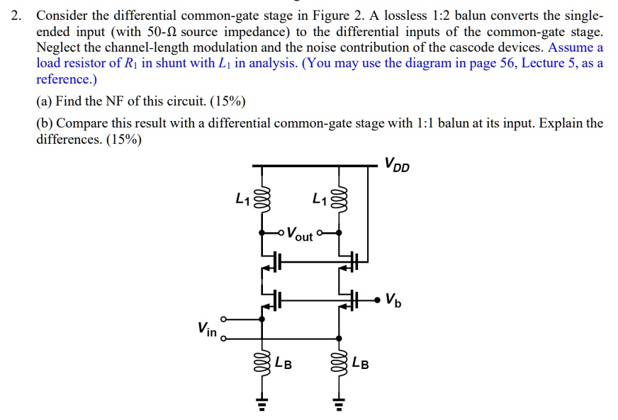2 consider the differential common gate stage in figure 2 a lossless l2 ...