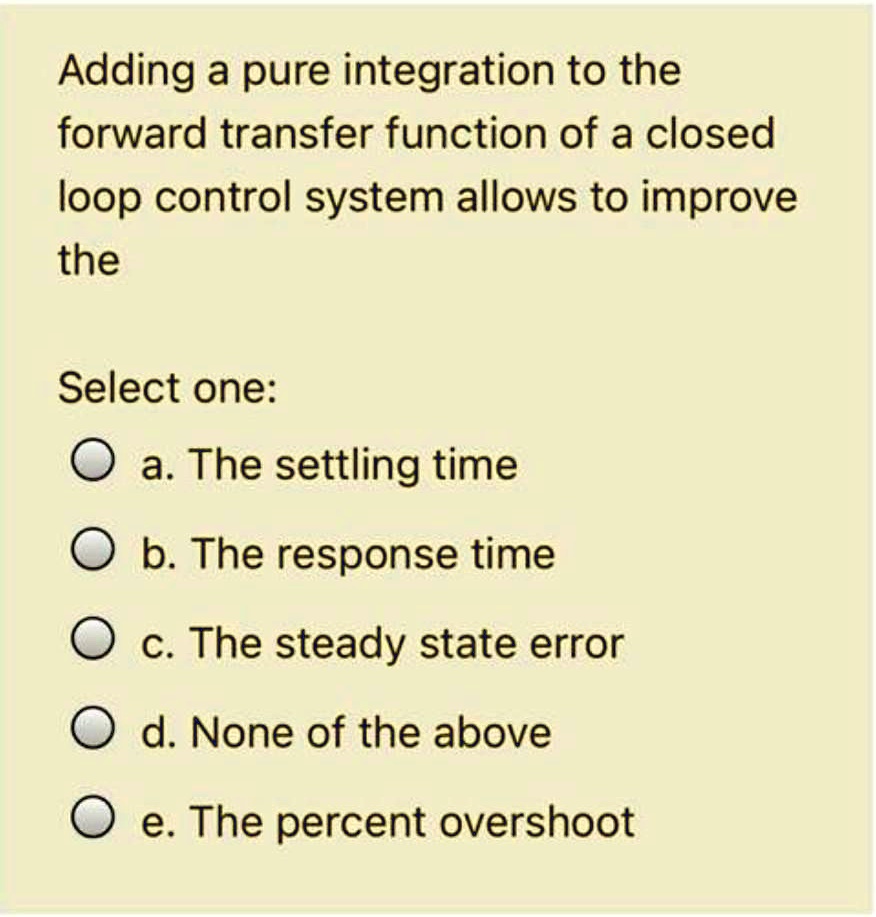 Solved Adding A Pure Integration To The Forward Transfer Function Of A 1419