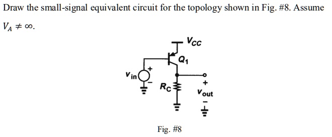 SOLVED: Draw the small-signal equivalent circuit for the topology shown in Fig. #8. Assume VA ...