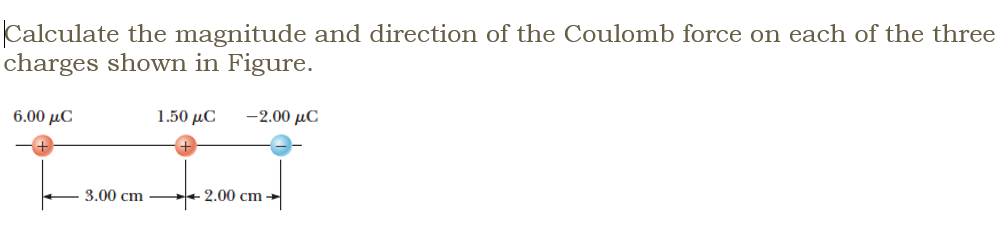 Calculate The Magnitude And Direction Of The Coulomb Force On Each Of