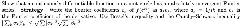 SOLVED: Show that a continuously differentiable function on the unit ...