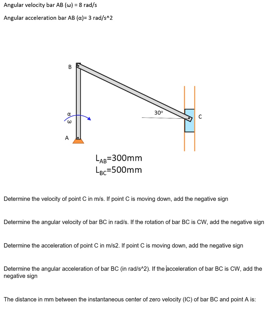 Angular Velocity Bar Ab W 8 Rads Angular Acceleration Bar Aba3 Rads2 B