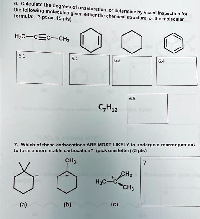 calculate the degrees the following molecules of unsaturation determine ...