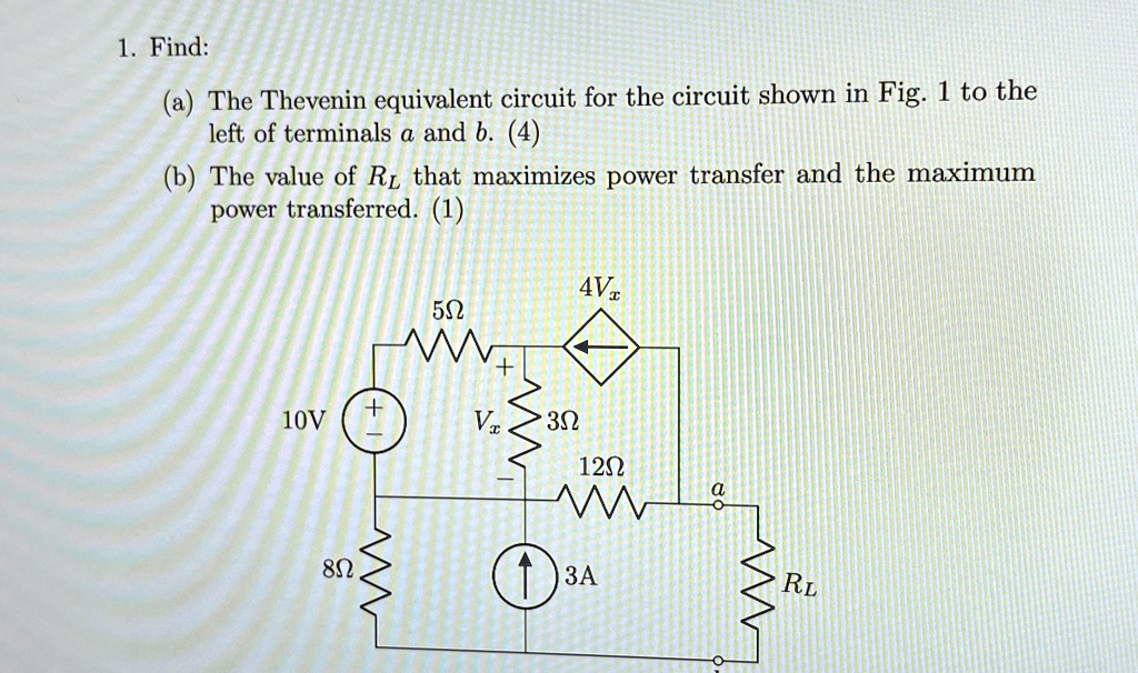 SOLVED: Find: (a) The Thevenin equivalent circuit for the circuit shown ...