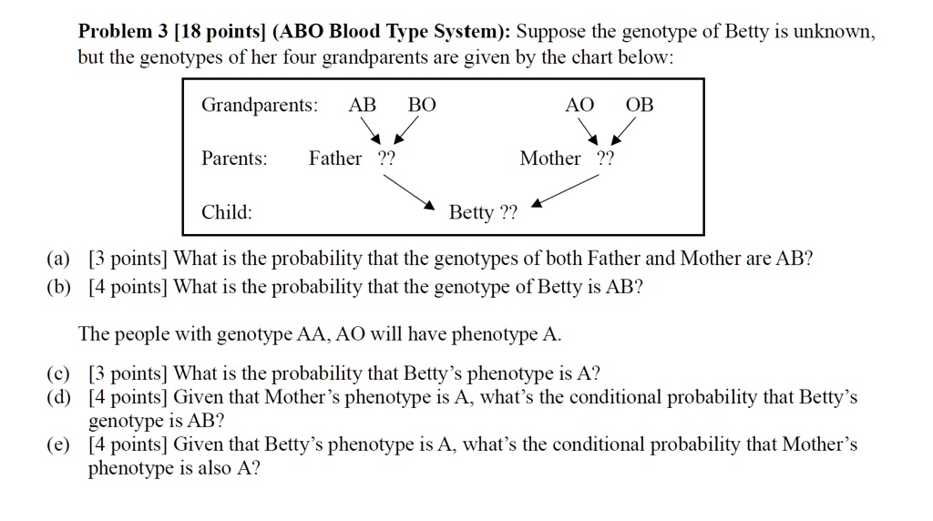 problem 3 18 points abo blood type system suppose the genotype of betty ...
