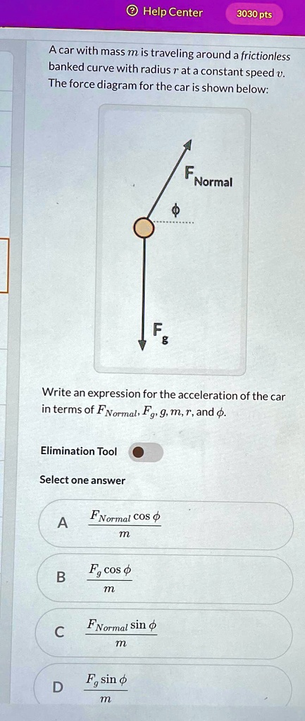 SOLVED: Help Center A car with mass m is traveling around a ...