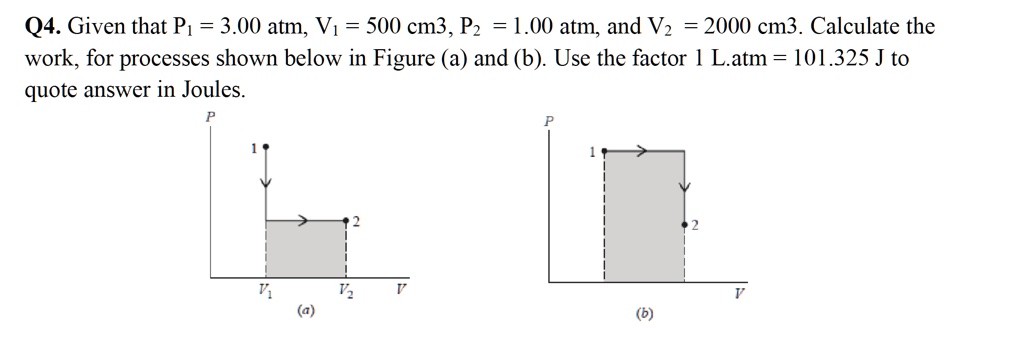 SOLVED: Q4. Given that P = 3.00 atm, V = 500 cm3, Pz =1.00 atm, and Vz ...