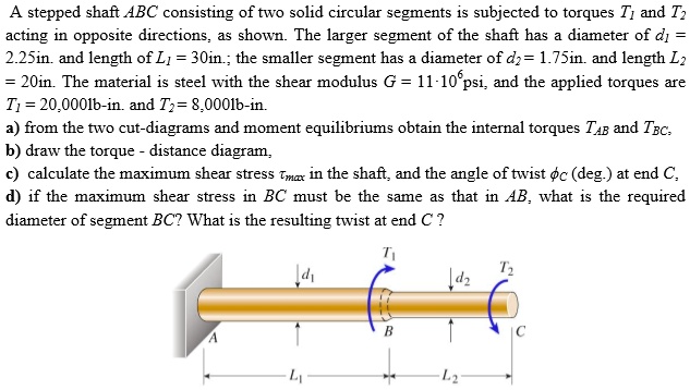 A stepped shaft ABC consisting of two solid circular segments is ...