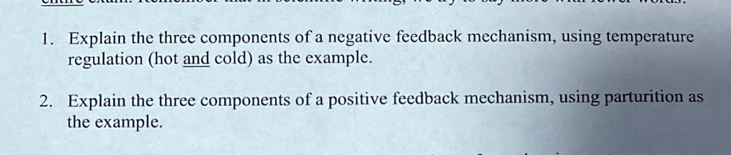 explain the three components of a negative feedback mechanism using ...