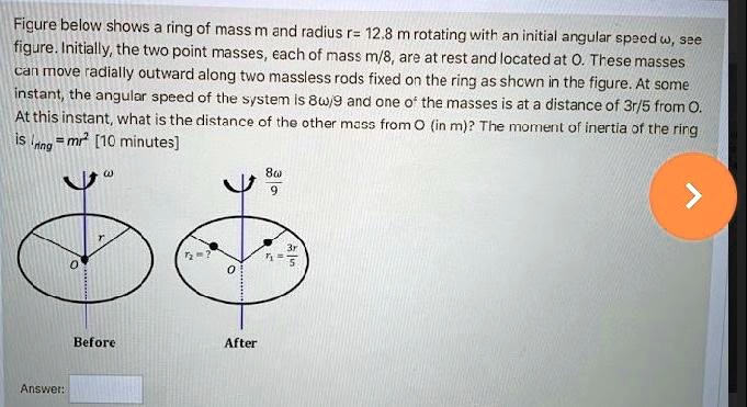 SOLVED: Figure below shows a ring of mass m and radius r=12.8 m ...