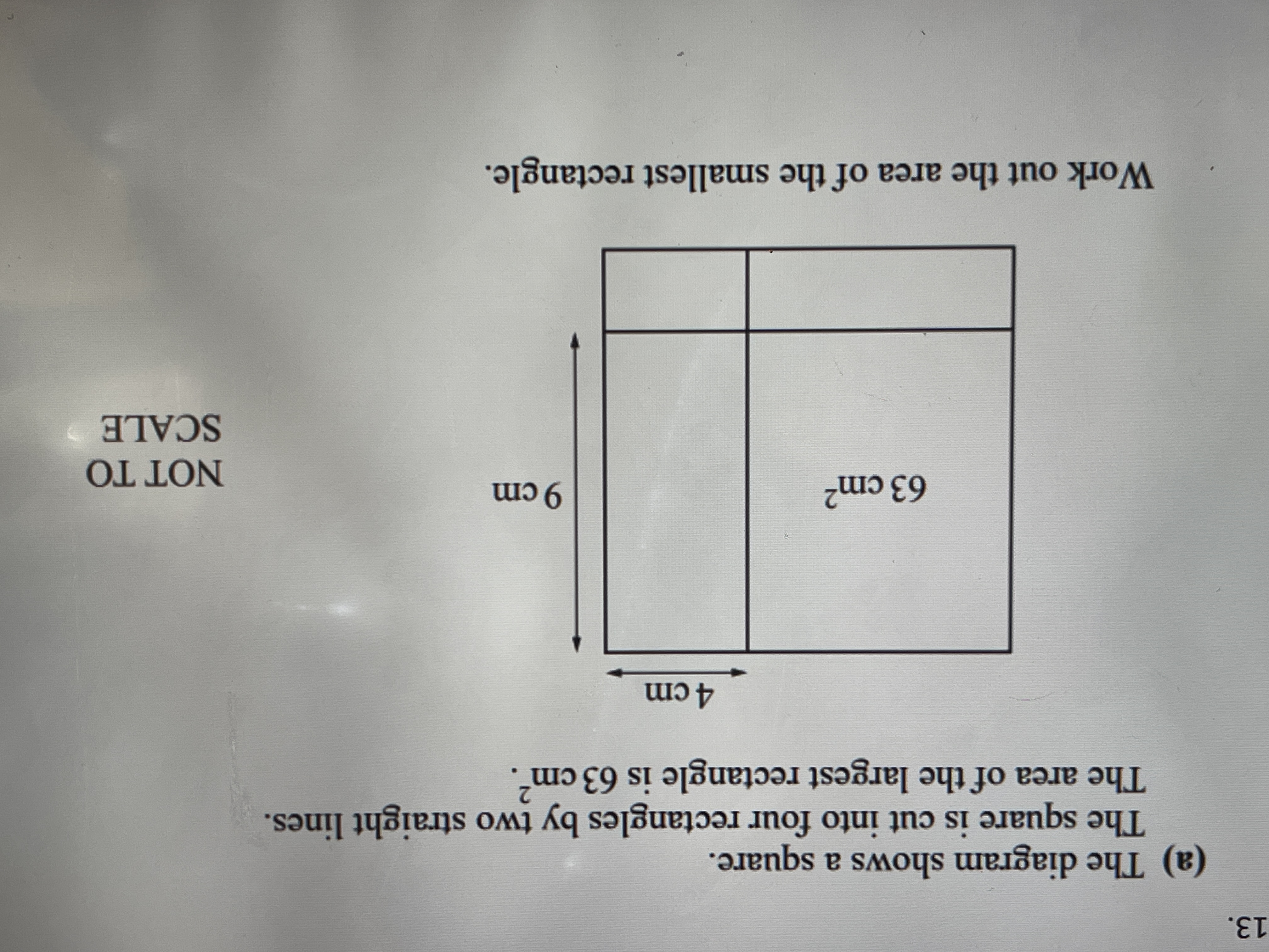 13 a the diagram shows a square the square is cut into four rectangles ...