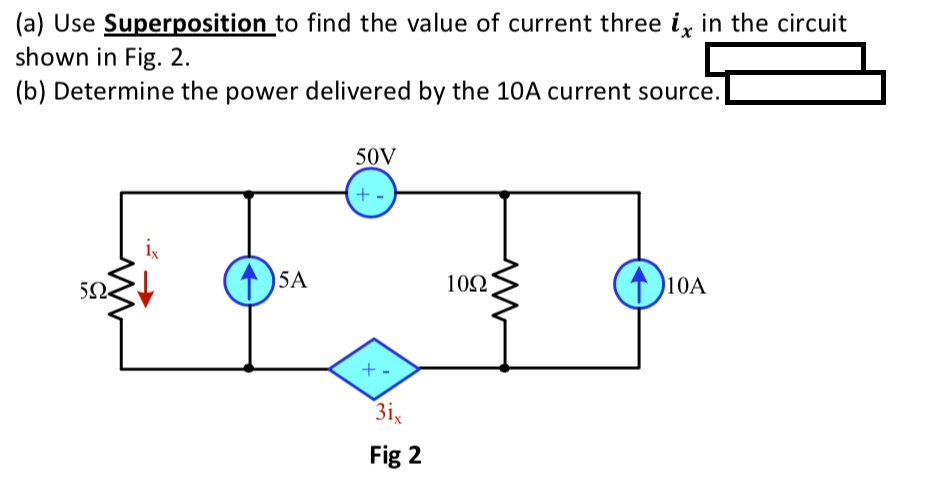 SOLVED: (a) Use Superposition to find the value of current three ix in the circuit shown in Fig ...