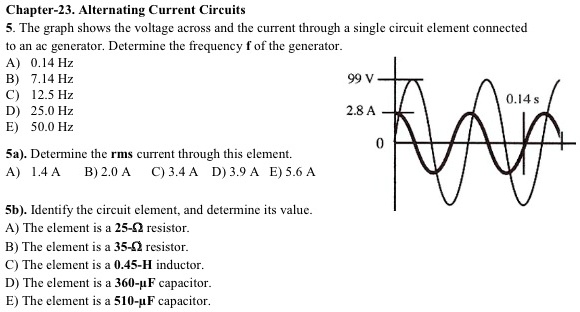 chapter 23 alternating current circuits the graph shows the voltage acros and the current ...