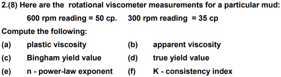 SOLVED: Here are the rotational viscometer measurements for a ...