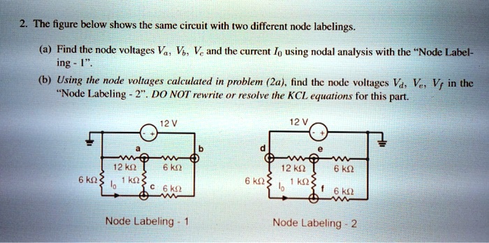 SOLVED: The figure below shows the same circuit with two different node labelings. a) Find the ...