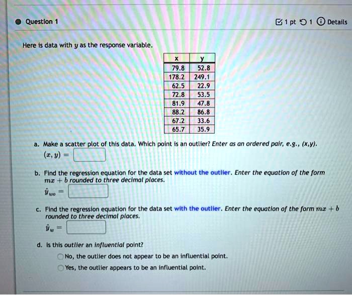 questlon cipt 3 1 0 details here is data with y as the response variable 798 52 8 1782 2491 625 ...