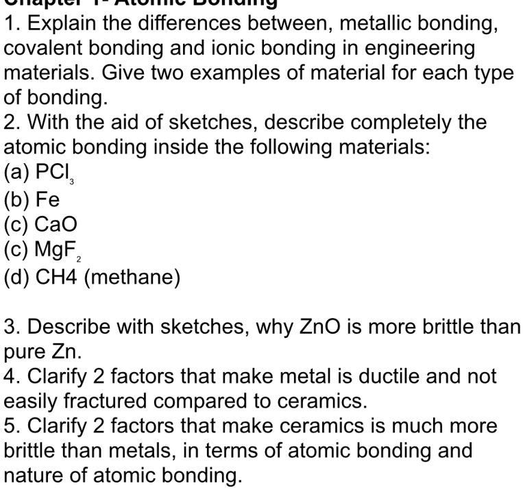 explain the differences between metallic bonding covalent bonding and ...