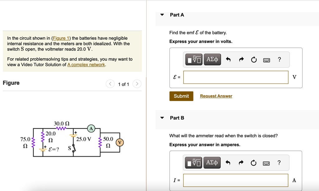 SOLVED: Part A In the circuit shown in (Figure 1) the batteries have negligible Find the emf E ...