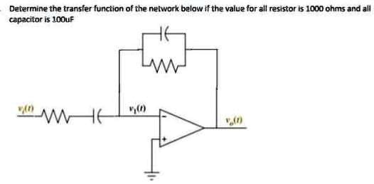 SOLVED: Determine the transfer function of the network below if the ...