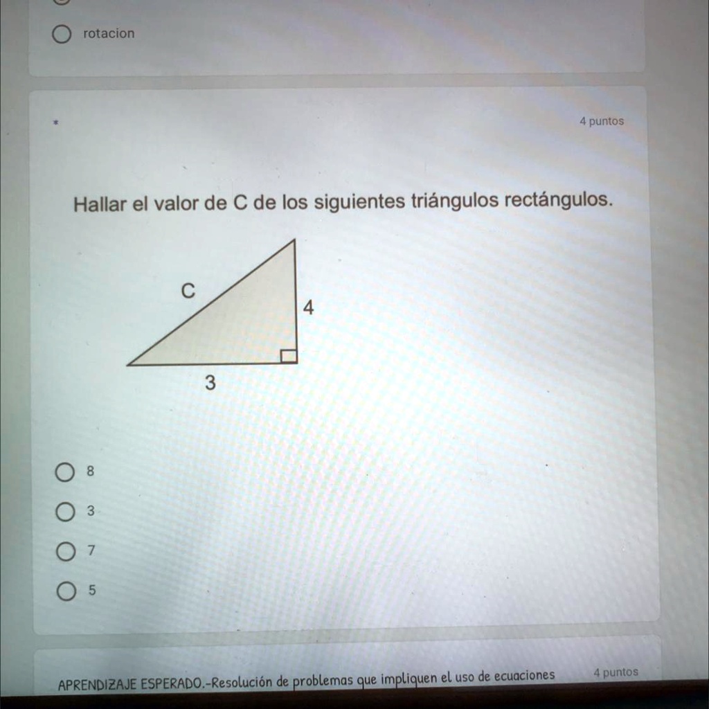 SOLVED: Hallar el valor de C de los siguientes triángulos rectángulos ...