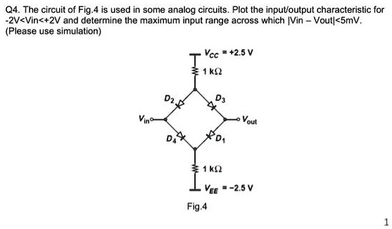 Q4the Circuit Of Fig4 Is Used In Some Analog Circuitsplot The Inputoutput Characteristic For 2v 2315