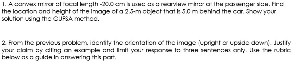1a convex mirror of focal length 200 cm is used as a rearview mirror at ...