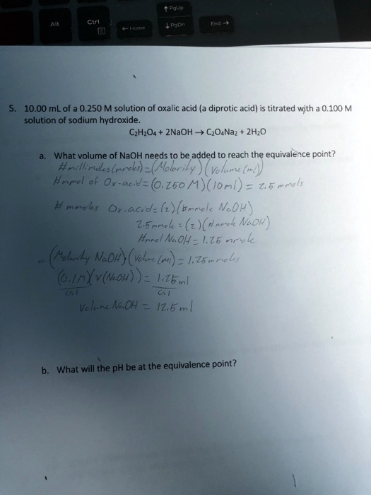 SOLVED: 4Raln Mt LRaln 10.00 mLof a 0.250 M solution of oxalic acid (a diprotic acid) is ...