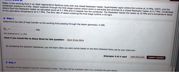 SOLVED: Water is the working fluid in an ideal regenerative Rankine ...