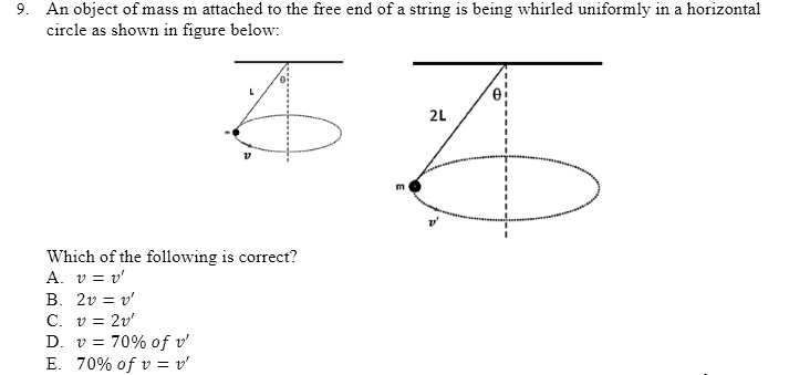 SOLVED: 6 An object of mass m attached to the free end of a string is being whirled unformly in ...