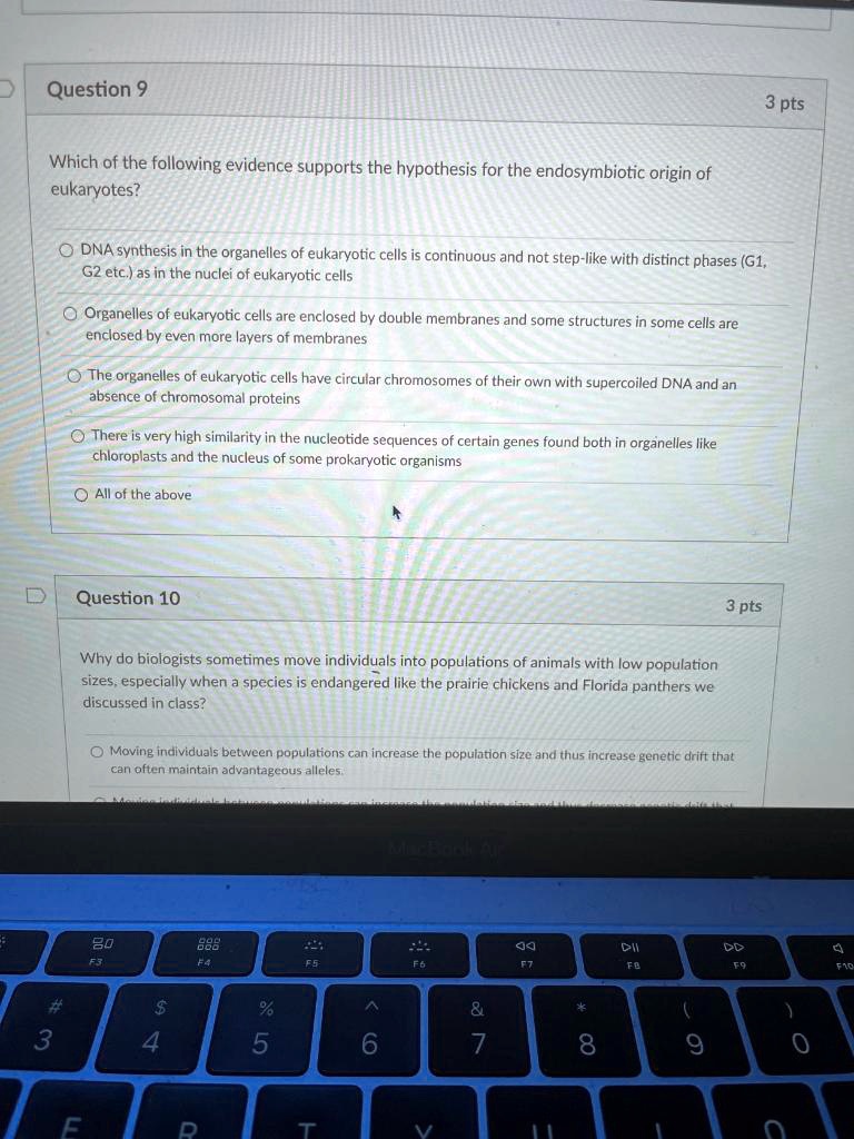 SOLVED: Question 9 3 pts Which of the following evidence supports the ...