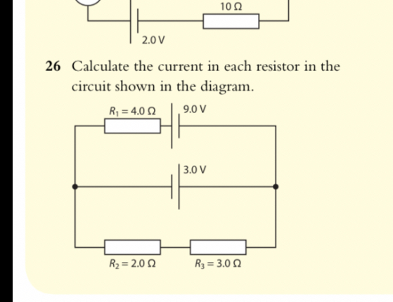 26 Calculate the current in each resistor in the circuit shown in the ...
