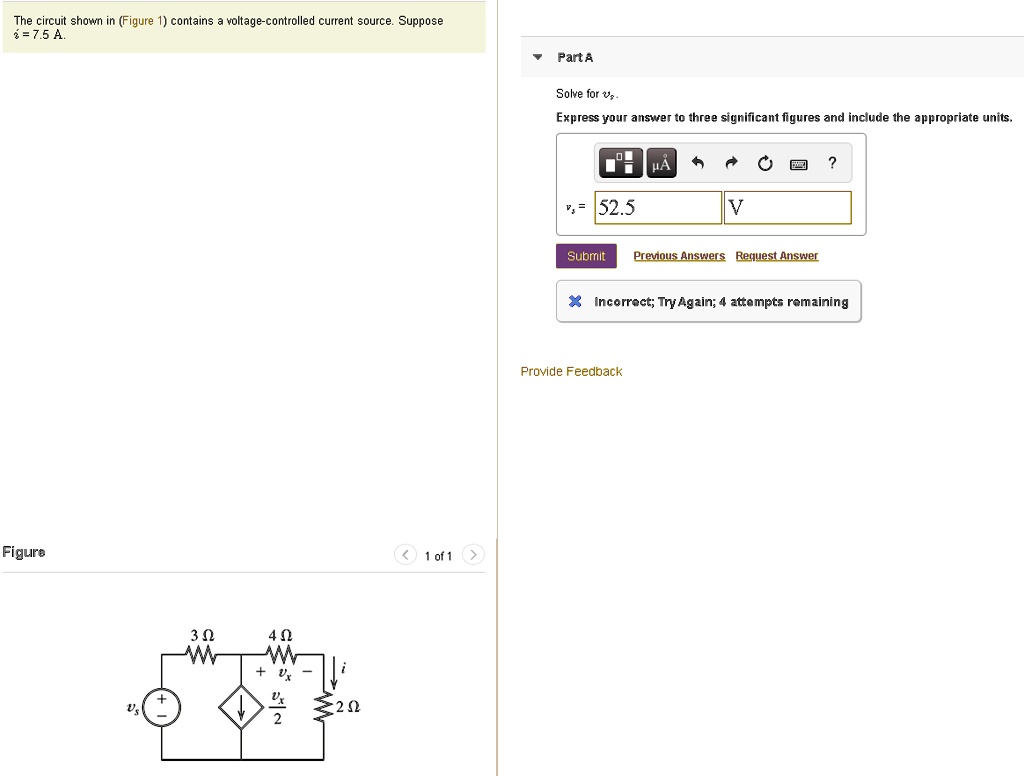 The circuit shown in Figure 1 contains a voltage-controlled current source. Suppose I = 7.5A ...