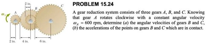 SOLVED: PROBLEM15.24 A gear reduction system consists of three gears A ...