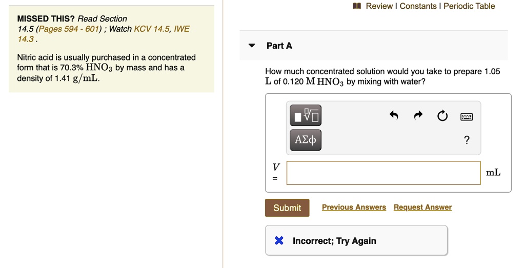 SOLVED: Review Constants Periodic Table MISSED THIS? Read Section 14.5 (Pages 594 601) Watch KCV ...