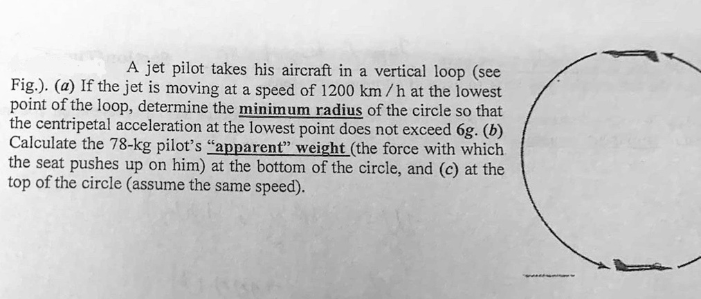 A jet pilot takes his aircraft in a vertical loop (see Fig.). (a) If ...