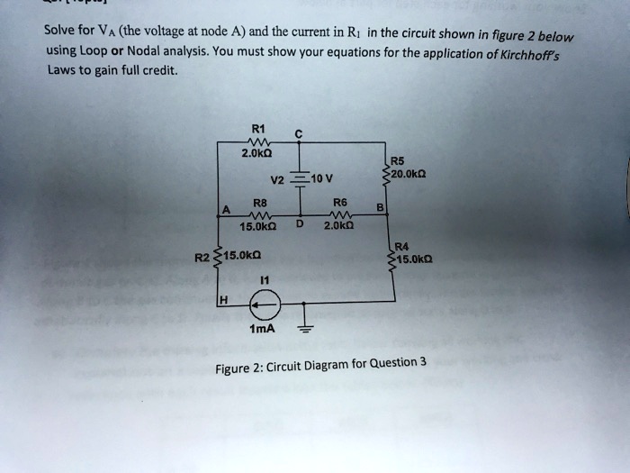 SOLVED: Solve for Va (the voltage at node A) and the current in R, in the circuit shown in ...