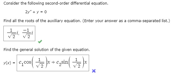 SOLVED: Consider the following second-order differentia equation 2y + y ... SOLVED: Consider the following second-order differentia equation 2y + y ...