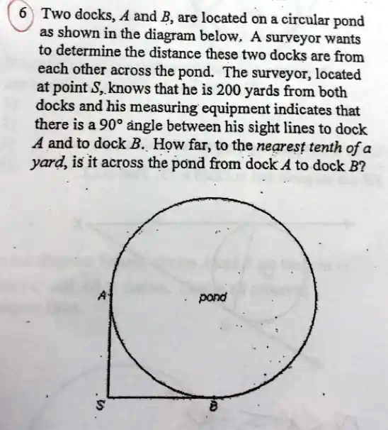 6 Two docks, A and B, are located on a circular pond as shown in the ...