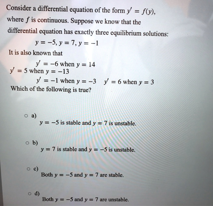 SOLVED: Consider a differential equation of the form y f(y); where f is ...